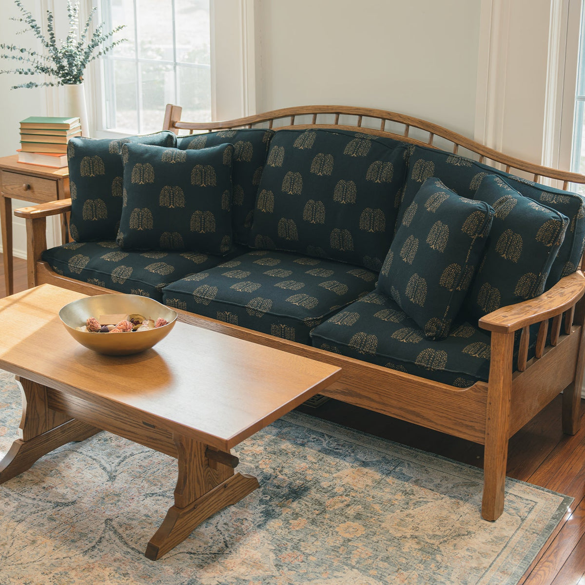 rustic wood frame sofa